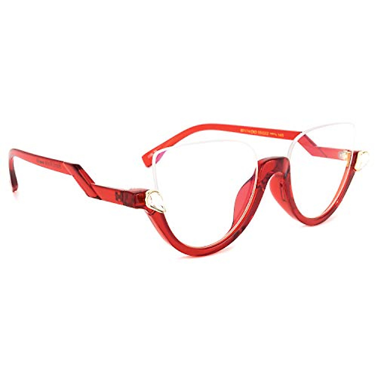 Zeelool Stylish Semi-rimless Cat Eye Glasses Frame for Women with Non-prescription Clear Lens Felicia VHP0189-10 Red