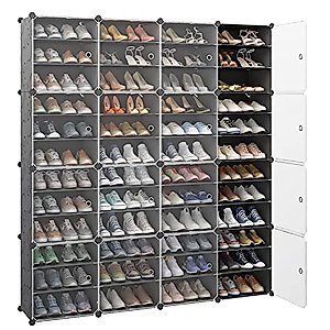 Aeitc Shoe Rack 12 Tiers Shoe Organizer Narrow Standing Stackable Shoe Storage Cabinet Transparent