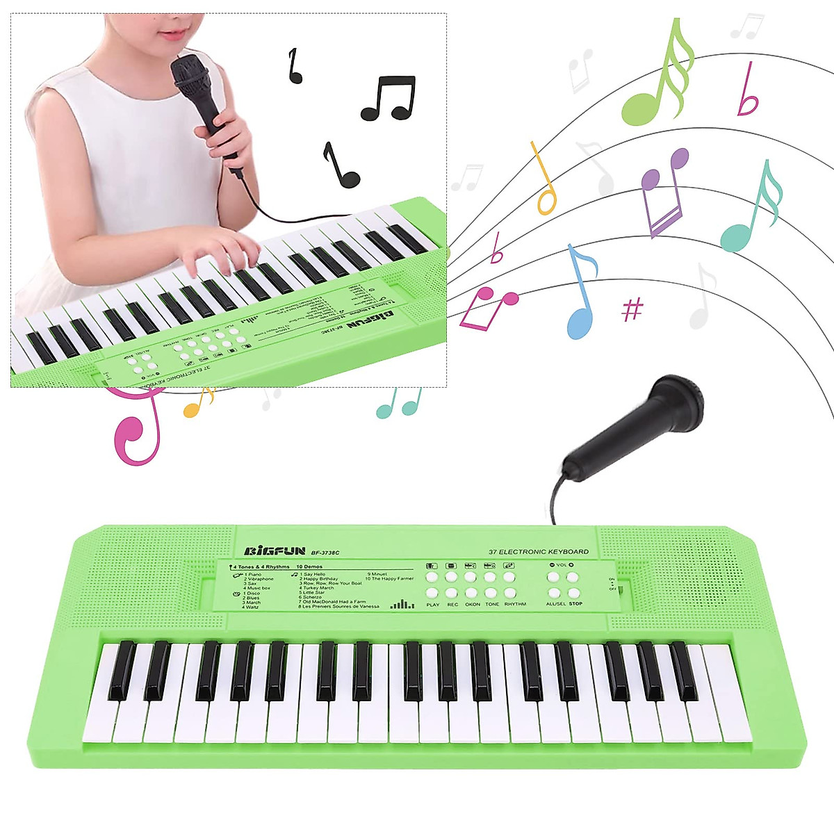 Fun and Educational Kids Piano Keyboard with Microphone | Portable Electronic Keyboard for Beginners | Musical Toy for Christmas and Birthdays