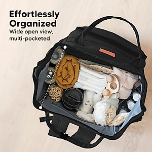 KeaBabies Baby Diaper Bag Backpack - Baby Bag for Boys, Girls, Waterproof Multi Function Baby Backpack, Large Diaper Bags for Baby Girl, Baby Boy, Travel Diaper Bag with Changing Pad (Trendy Black)