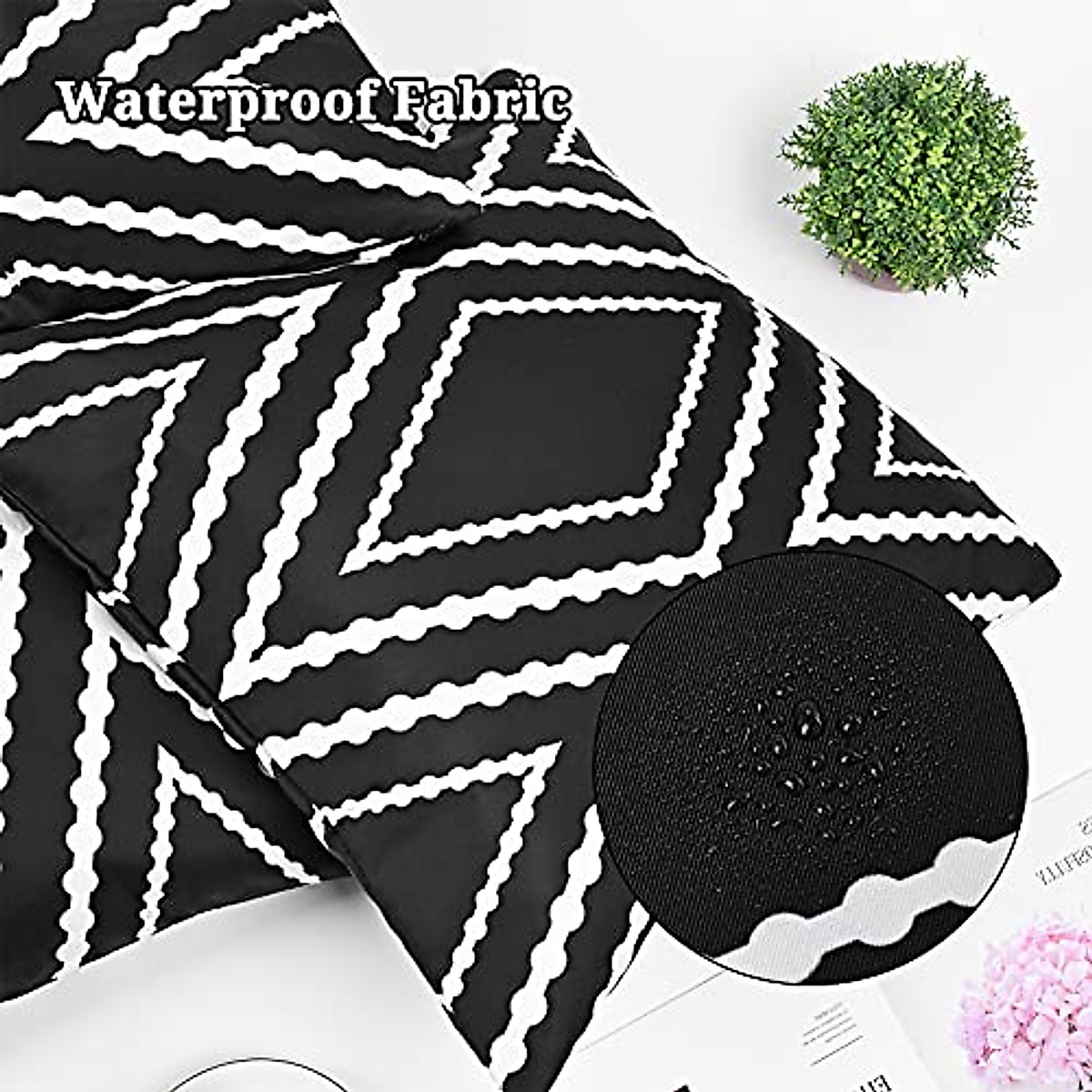 4 Pack Decorative Outdoor Waterproof Throw Pillow Covers 18 x 18 Inches Patio Furniture Pillows Waterproof Geometric Garden Cushion Case Boho Pillow Shell for Patio Garden Couch Sofa
