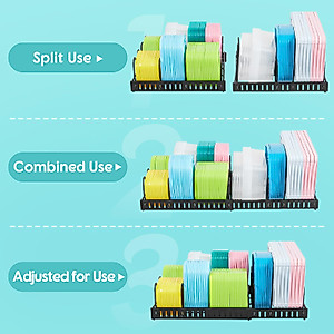 Expandable Food Container Lid Organizer,Large Capacity Adjustable 10 Dividers Detachable Lid Organizer Rack for Cabinets, Cupboards, Pantry Shelves, Drawers to Keep Kitchen Tidy,Black(Patent Pending)