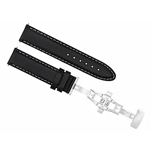 Ewatchparts 20MM SMOOTH LEATHER WATCH BAND STRAP BRACELET DEPLOYMENT CLASP COMPATIBLE WITH IWC BLACK WS