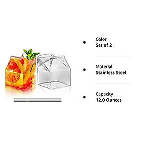 SuproBarware Cocktail Glasses 12oz 360ml Set of 2 Lead-Free Martini Glasses Whiskey Glasses Creative Milk Box Shape Glasses for Cocktail CGMK-2 (Set of 2)