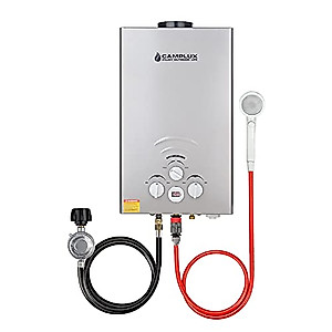Portable Propane Tankless Water Heater, Camplux 2.11 GPM On Demand Camping Gas Water Heater, Gray