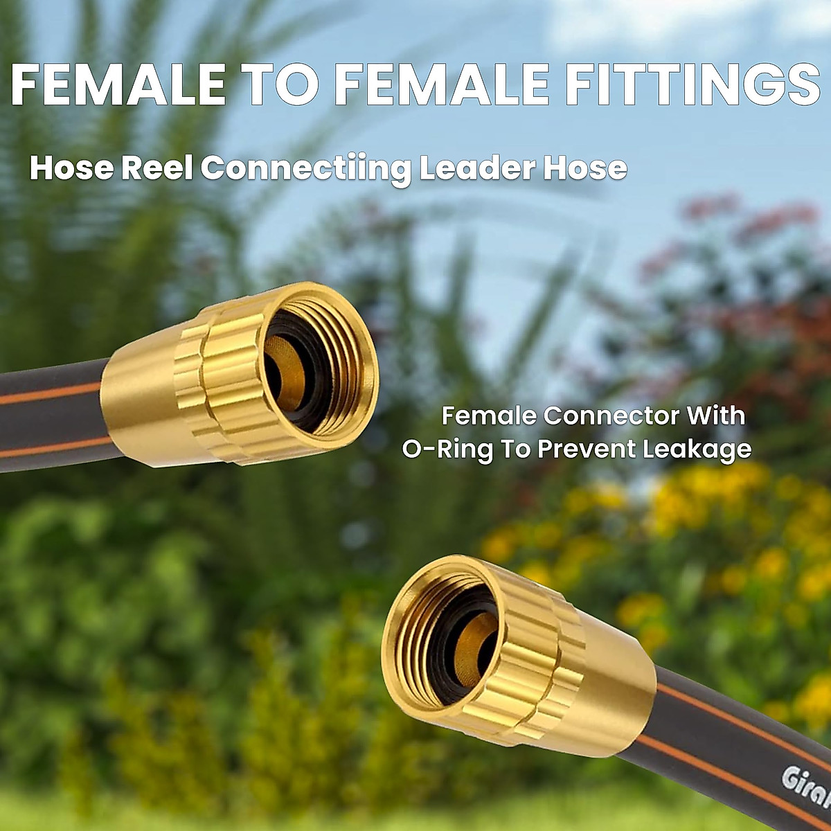 Giraffe Tools Leader Hose 2ft x 5/8", Short Water Hose Heavy Duty for Hose Reel, Lightweight, Flexible with Double Female Fittings