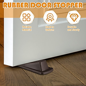 12 Pieces Rubber Door Stoppers Brown Rubber Door Stopper Wedge Large Heavy Duty Flexible Door Holder Door Stop Wedge Anti Slip Door Wedge for Door Bootom on Tile Carpet Wooden Floor Concrete