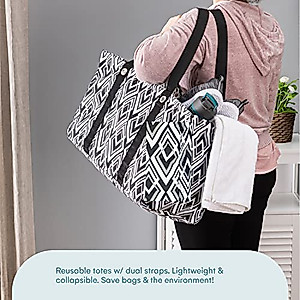 VP Home Reusable Tote Bags (Geometric Diamond) for Grocery and Picnic Bags for Trip Birthday Party, Mother's Day, Holiday, Christmas Day, Grocery Store, Supermarket, Outdoor Picnic etc