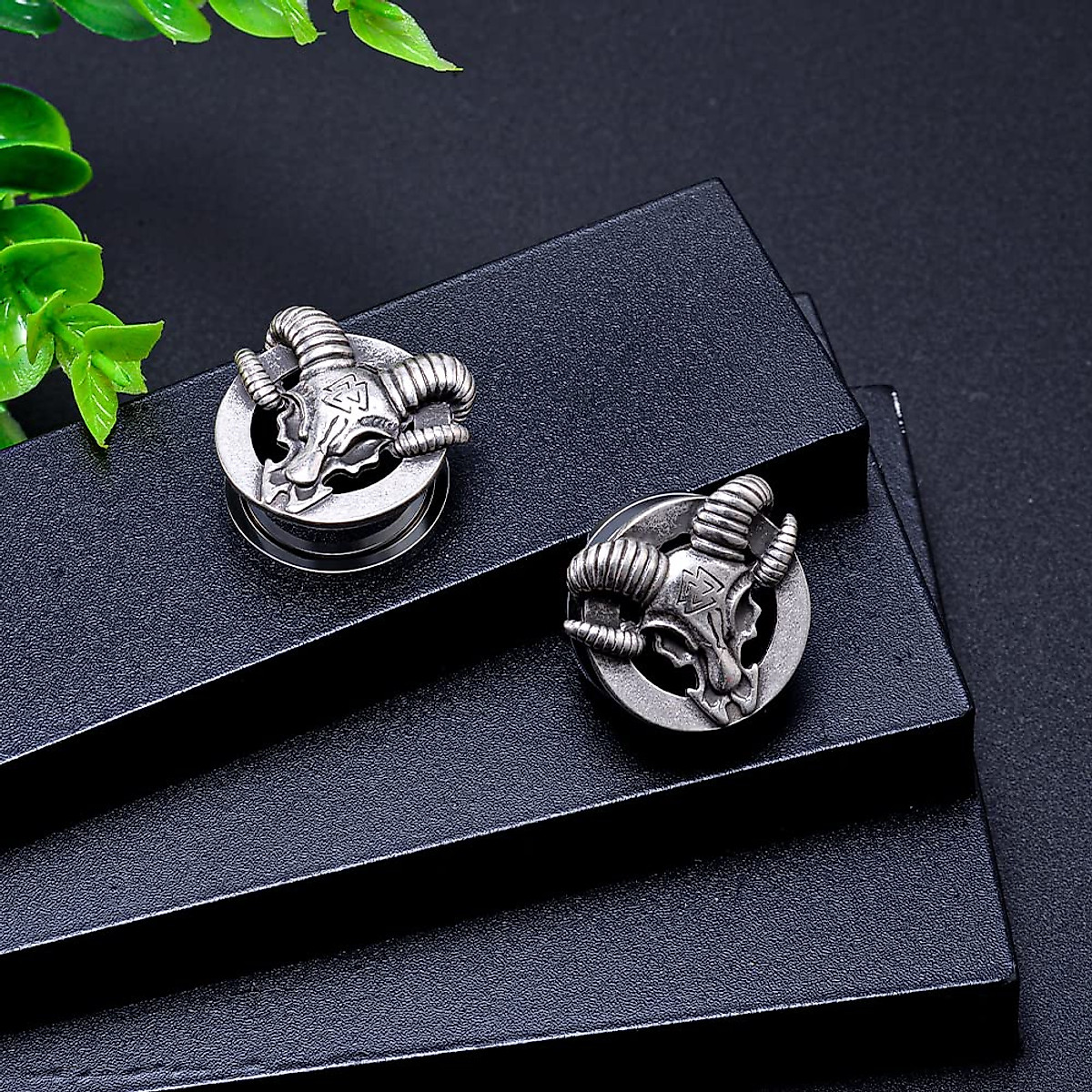 COOEAR Eyelet Ear Plugs Stainless Steel Tunnels Screw back Gauges Sheep Stretcher Expander Earrings Size 2g to 1 inch.