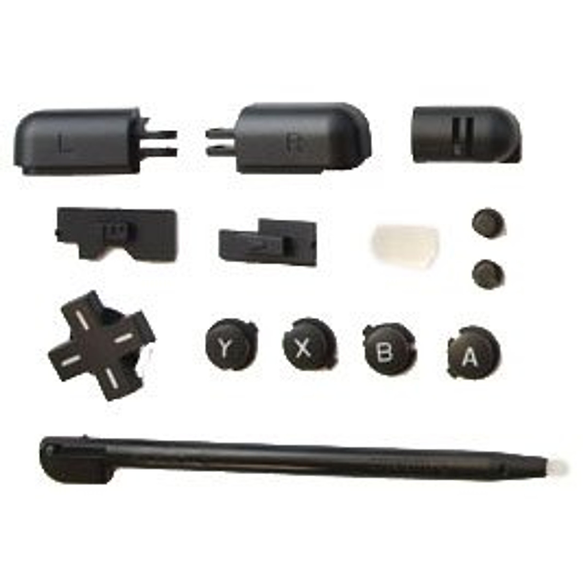 Onyx Black - Full Repair Parts Replacement Shell Kit for Nintendo DS Lite with Hinge Set
