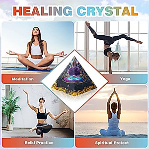 CRISTALLIUM Orgone Pyramid Crystal Healing Stone Energy Generator Healing Crystals Chakra Crystal Healing Meditation Crystal Sphere Orgonite Crystal Pyramid Women Gift - Blue stone