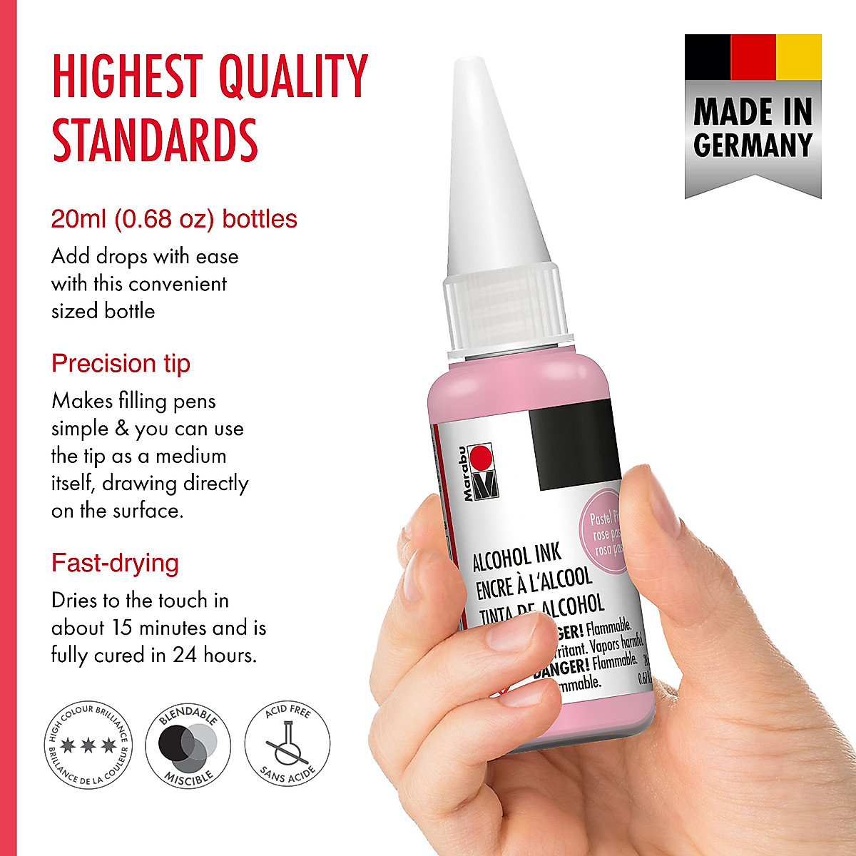 Marabu Alcohol Ink Set - 14 Colors Alcohol Ink Set, 20ml Inks - Basic and Pastel Alcohol Ink for Epoxy Resin Art, Tumblers, Petri Dishes, Alcohol Paint Paper, Coasters, Resin Dye - 2022 Release