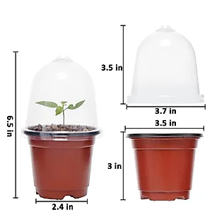 Gardenvy Plant Nursery Pots with Humidity Dome, Reusable Seed Starter Pots with Drainage Holes, Soft Transparent Plastic Gardening Cups for Seedling, 10pcs Plant Labels, 30 Sets