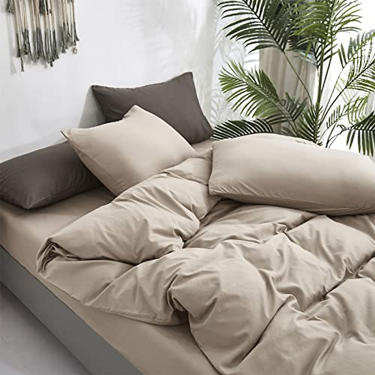Cottonight Cream Coffee Comforter Set Queen Khaki Bedding Comforter Set Full Dark Champagne Solid Blanket Quilts Cream Khaki Modern Soft Breathable Taupe 3 Piece Light Coffee Bedding Set For Queen Bed