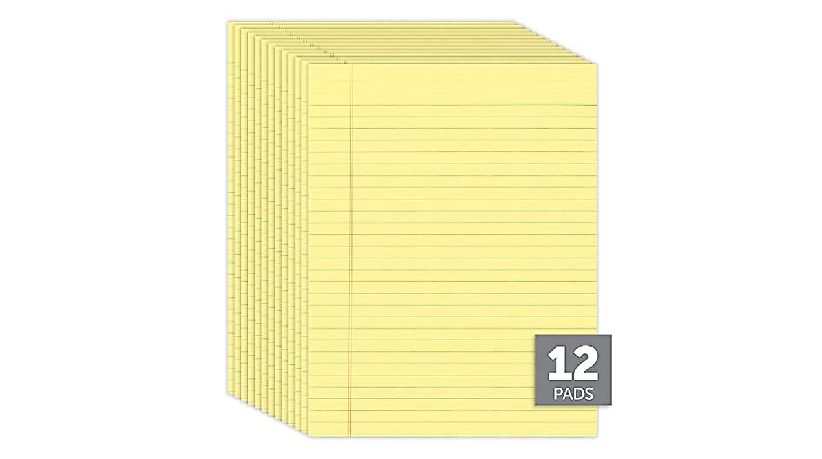 Office Depot Canary Glue-Top Writing Pads - 50 Sheets, Pack of 12