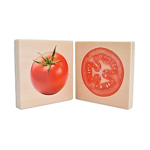 TickiT Wooden Fruit & Vegetable Match - Set of 28 - Real Pictures - Food Identification and Cognition Puzzle for Toddlers