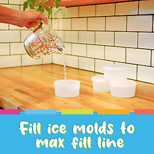 Hawaiian Shaved Ice 3 Pack Ice Block Molds with Lids, Food-Grade BPA-Free Plastic Round Block Ice Molds (4” Diameter, 1.9” Height) Stackable Containers with Lids