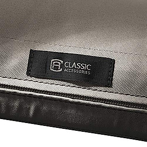 Classic Accessories Ravenna Water-Resistant 25 x 25 x 5 Inch Square Patio Seat Cushion Slip Cover & Foam, Mushroom, Lounge Chair Cushion