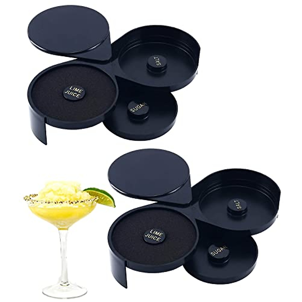 Xeternity-Made 2PCS Bartender Tool Cocktail Margarita Glass Rimmer 3 Tier Sugar Salt Rim Lime