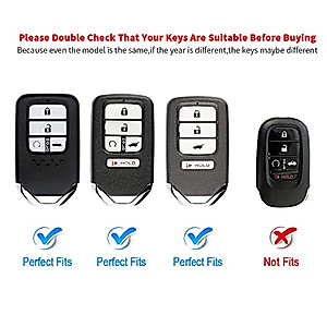 QBUC for Honda Key Fob Cover with Keychain,Car Key Case Shell Protection fit for Honda Accord Civic CRV Pilot Odyssey Smart Remote Key(Black)
