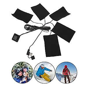 Portable Cloth Heaters, Clothes Heating Pad with 5pcs Heating Element, USB Electric Heated Pad Adjustable Temperature Warmer for Outdoor Winter Clothes Seat Pet Dogs and Cats Warmer