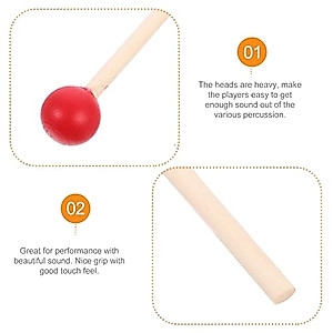 12pcs drum sticks Rubber Mallet Percussion Sticks with Wood Handle Round Head Mallet Music Accessories for Children wooden hammer Kids kids mallets (Red)