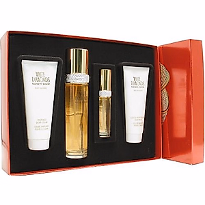 White Diamonds by Elizabeth Taylor for Women, Set (Eau De Toilette Spray 3.4 Ounce, Eau De Parfum Spray 0.5 Ounce, Body Lotion 3.3 Ounce, Body Wash 3.3 Ounce)