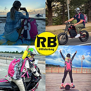 riderbag Reflective Motorcycle Backpack 35L, Lightweight Water-Resistant Daypack with Laptop Pocket for Commuting, Biking, and Daily Use – Pink