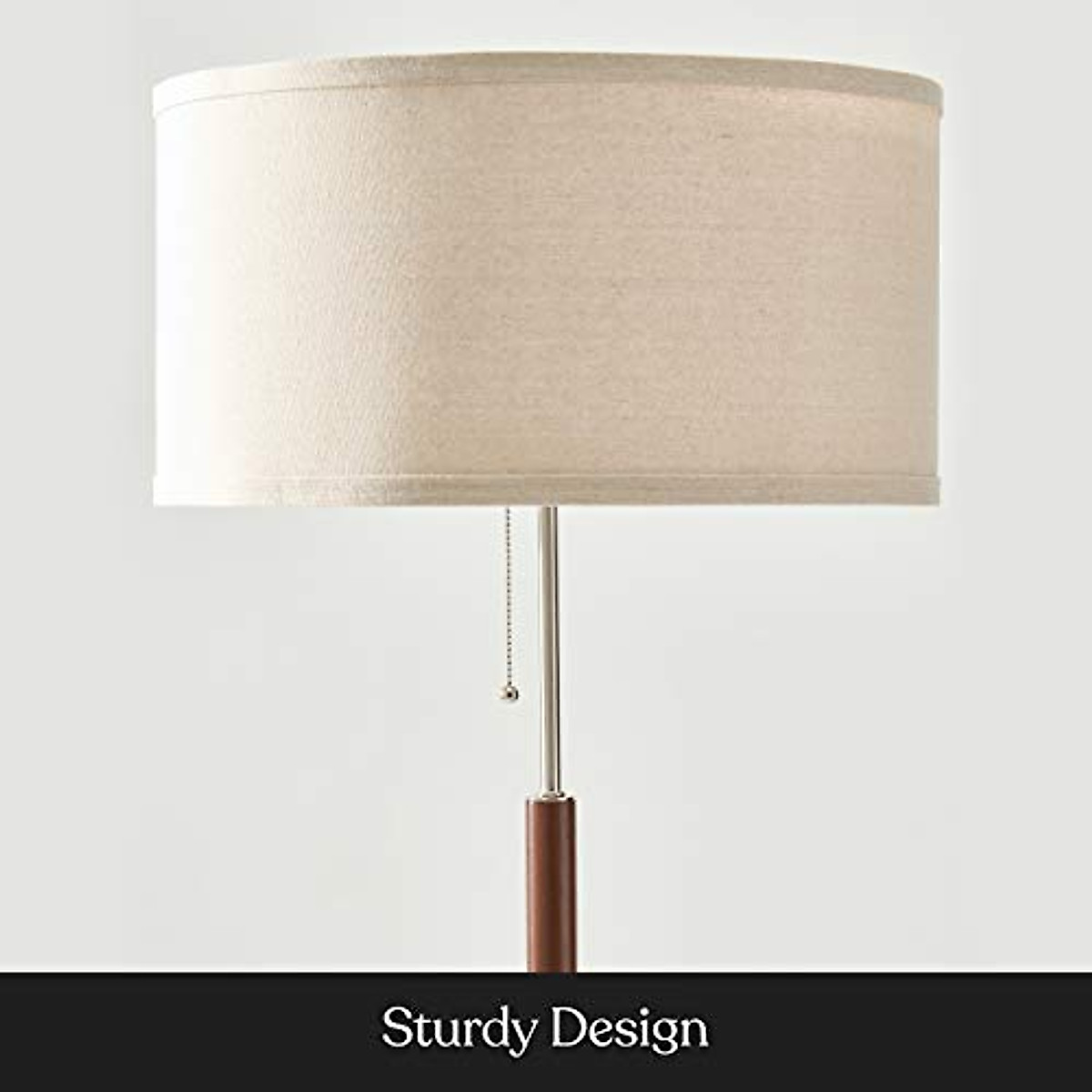 Brightech Carter LED Floor Lamp, Drum Shade Tall Lamp with Walnut Wood Finish, Great Living Room Décor, Mid-Century Lamp for Living Rooms & Offices, Mid Century Modern Lamp for Bedroom