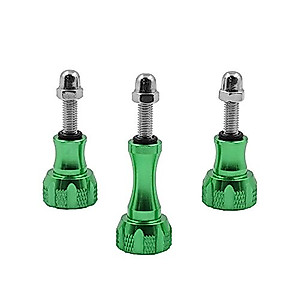 SLFC 3 Pcs Aluminum Alloy Thumbscrews for GoPro Hero 2018, GoPro Fusion, GoPro Hero 8/7/6/5/4/3/2/1 and DJI Osmo Action, 8 Colors, Very Durable, Standard Camera Mounts Screws (Green)