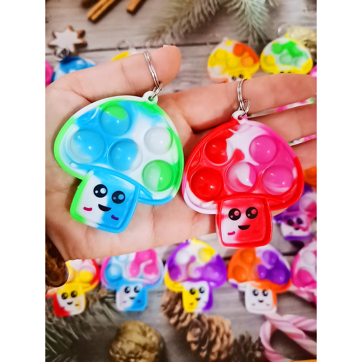 30 Packs Mini Backpack Pop Fidget Bubble Toys, Bulk Mushroom Classroom Students Prizes Birthday Party Favors Gifts