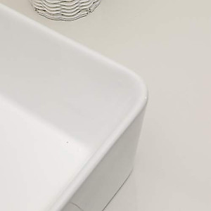 Lordear Bathroom Vessel Sink 16"x12" Rectangle Sink Above Counter White Porcelain Ceramic Modern Vanity Sink Art Basin with Faucet Hole, Sink for Bathroom