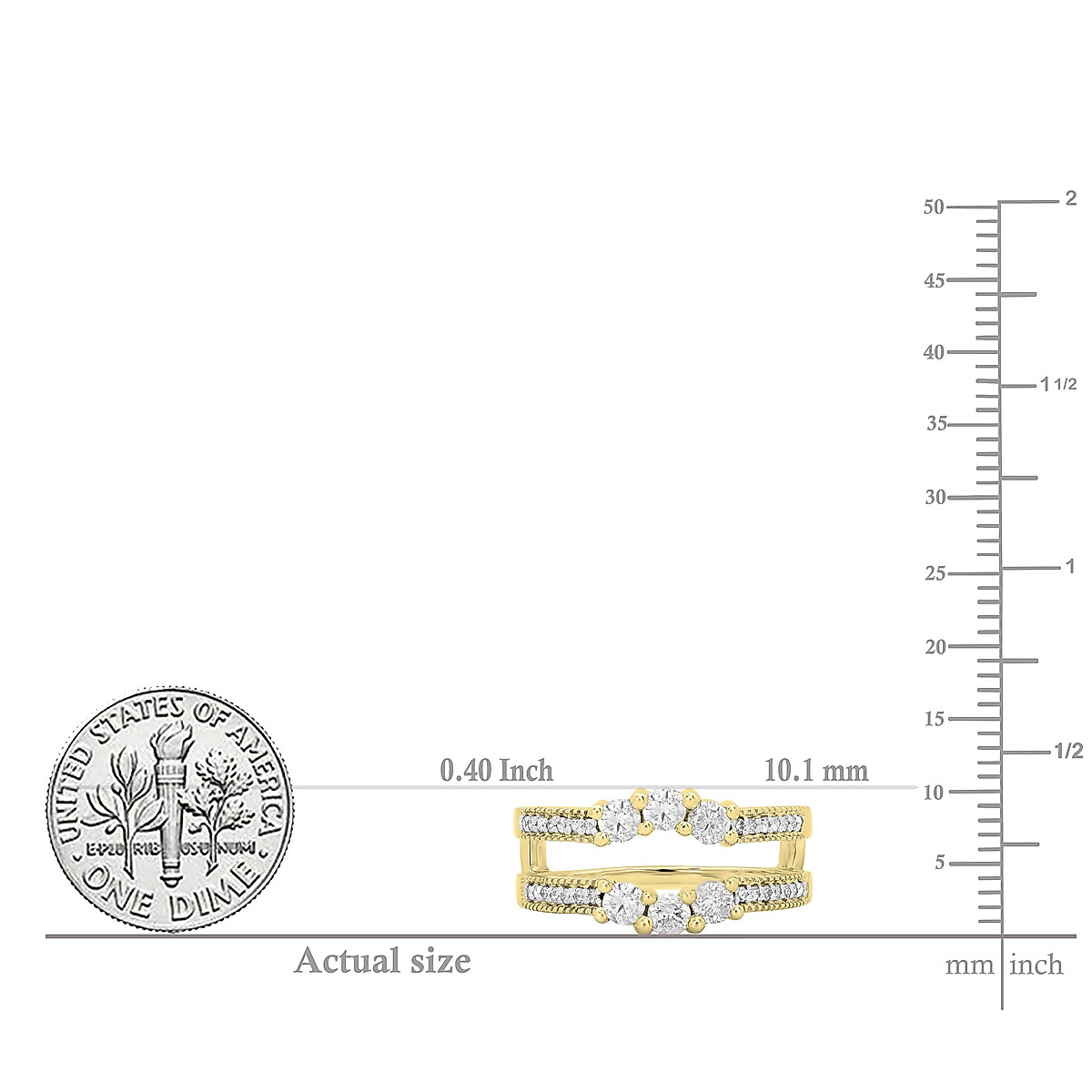 Dazzlingrock Collection Round White Diamond Anniversary 3 Stone Enhancer Ring for Women (0.80 ctw) in 14K Yellow Gold Size 7.5