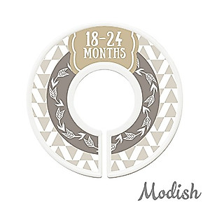 Modish Labels Baby Clothes Size Dividers, Baby Closet Organizers, Closet Size Dividers, Baby Closet Organizers, Clothes Organizer, Neutral, Boy, Girl, Woodland, Arrows, Nordic, Boho, Tan, Brown (Baby)