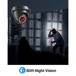 ZOSI 2.0MP HD 1080p 1920TVL Security Camera, 4-in-1 HD TVI/CVI/AHD/CVBS CCTV Camera,80ft Night Vision,Indoor Outdoor,Aluminum Housing for 960H,720P,1080P,5MP,4K Analog Home Surveillance DVR System