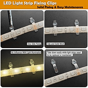 GRIVER 100 Pack Strip Light Mounting Brackets,Fixing Clips,One-Side Fixing,100 Screws Included (Ideal for 10mm Wide Waterproof Strip Lights)