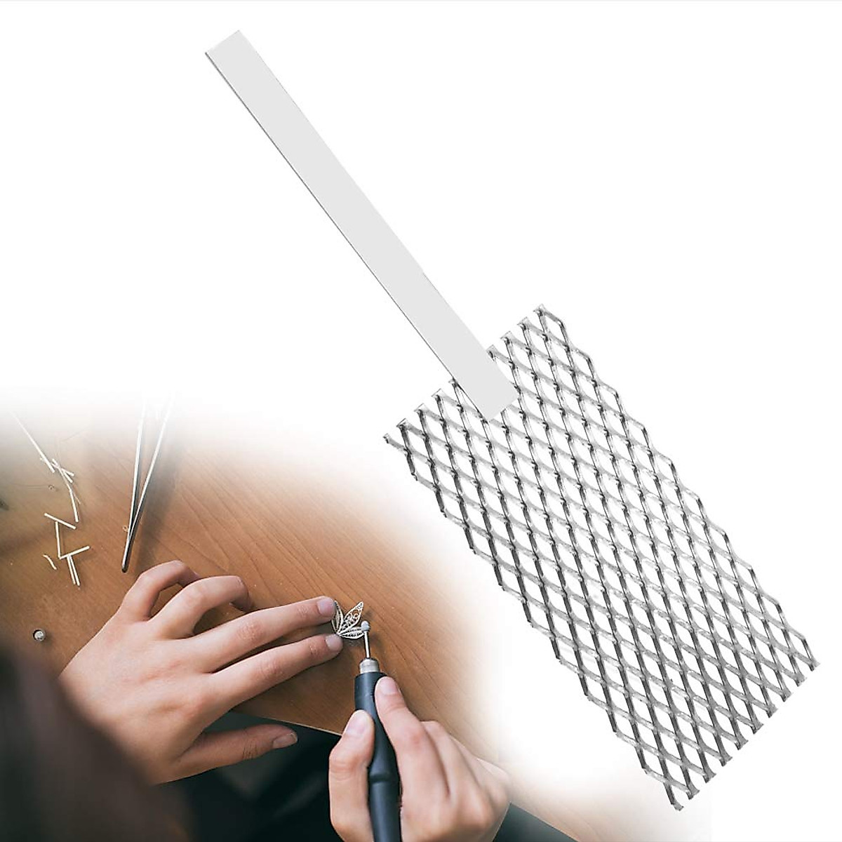 Platinized Anode, Rhodium Jewelry Plating Plater Tool Mesh with Handle, Mesh Platinized Anode Rhodium Palladium Platin Anode,Silver Plating for Jewelry