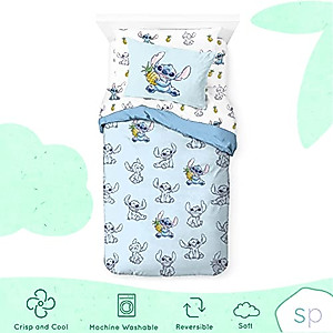 Saturday Park Disney Lilo & Stitch Watercolor Vibes Twin Bed Set - 5 Piece 100% Organic Cotton Bedding - GOTS & Oeko-TEX Certified (Disney Official)