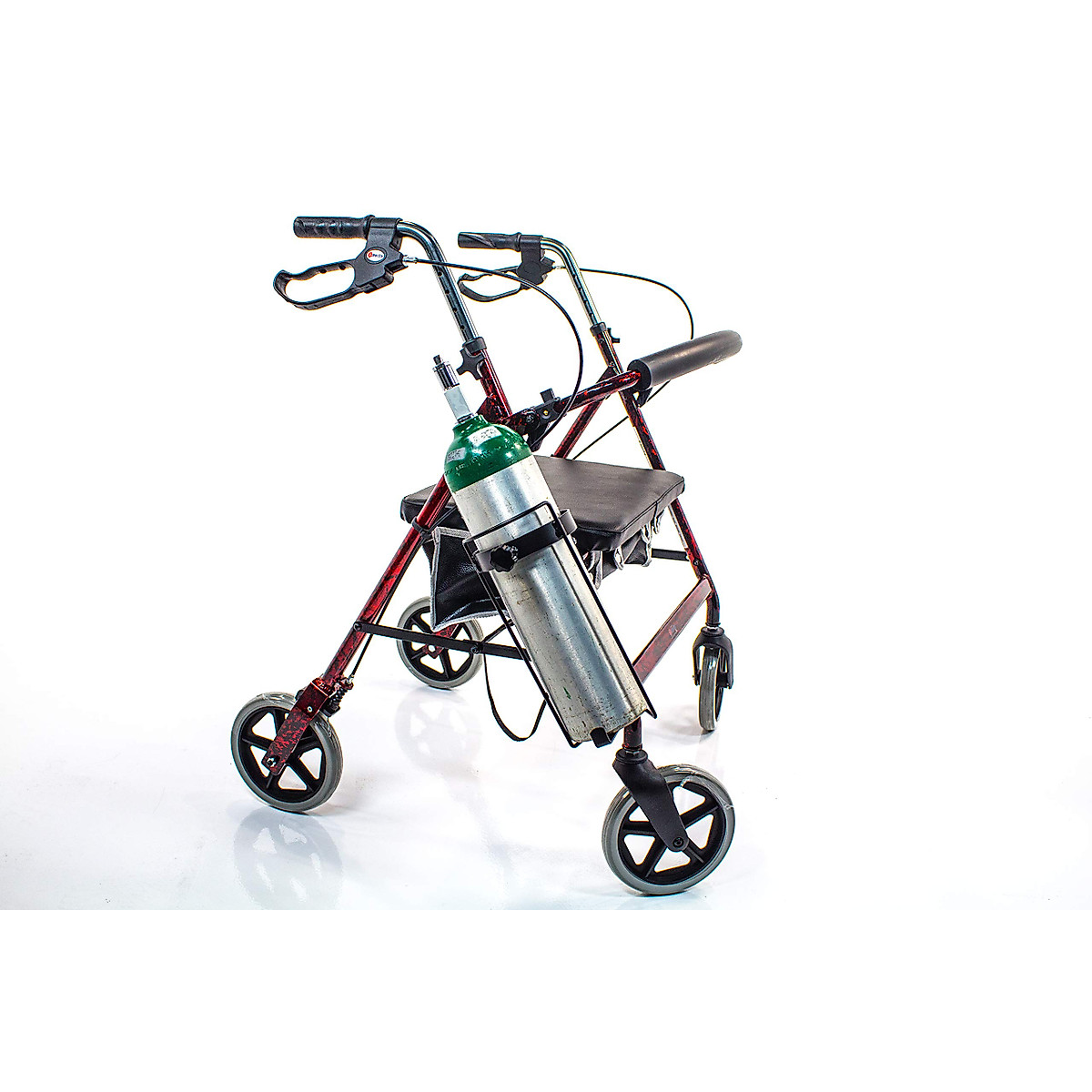 Walker Oxygen Tank Holder for Rollators & Walking Aids JO2W, Holds Single D or E Oxygen Cylinder Tanks