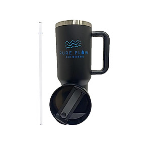 Pure Flow 40 oz Tumbler with Handle and Straw Lid,Stainless Steel Travel Mug Water Bottle Cup,Reusable Insulated Vacuum splashproof Cup,for Car,Home,Office,Gifts (black)