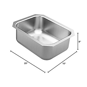 Moen GS18440 1800 Series 16-inch 18 Gauge Undermount Single Bowl Stainless Steel Kitchen or Bar Sink