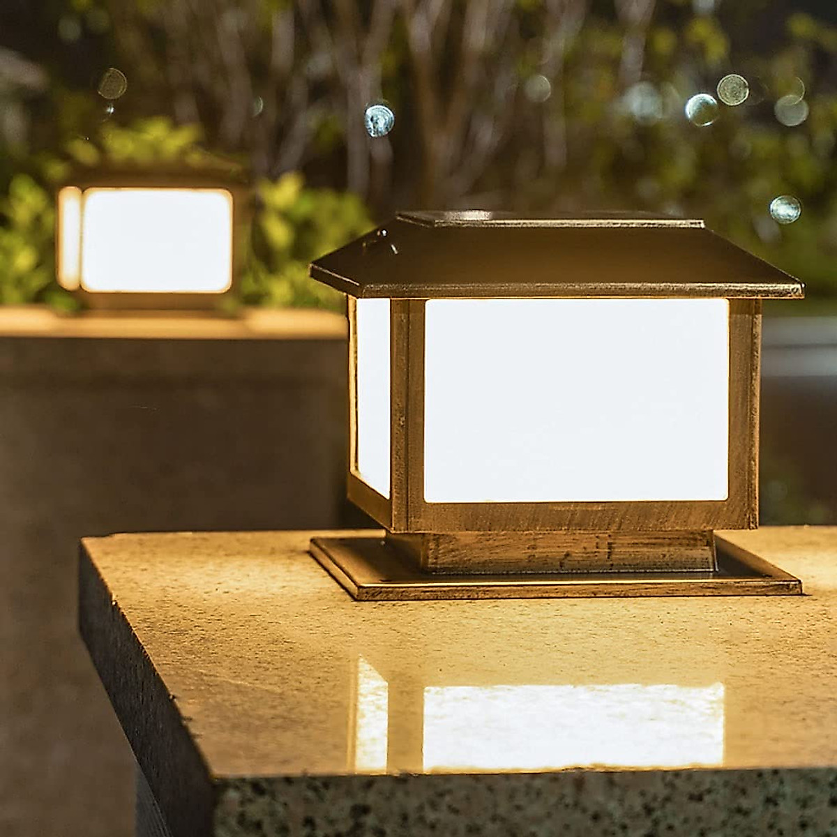 Solar Post Cap Lights Outdoor Aluminum LED Courtyard Villa Gate Pillar Lamp Household Gate Post Wall Lamp, Modern Simplicity Waterproof IP54 Patio Lamp Perfect For Home, Garden, Backyard, [Energy Clas