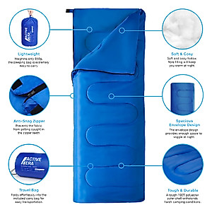 Active Era Ultra Lightweight Sleeping Bag Indoor & Outdoor - Compact, Ultralight Sleeping Bag for Warm Weather - Sleeping Bag for Camping, Warm Weather, Sleepovers, Fishing, Outdoor Camping and Hiking