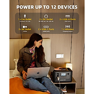 Portable Power Station with 200W Solar Panel, 1036Wh LiFePO4 (LFP) Battery, 1500W AC Outlets Solar Generator for Outdoors, Camping, RVs, Home Backup Power DEENO X1500