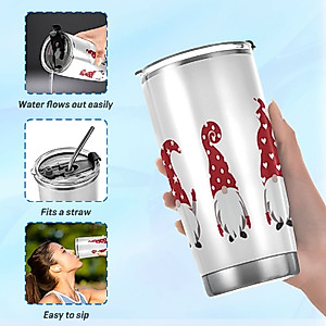 Yasala Christmas Tumbler Star Heart Hat Gnome Insulated Coffee Cup Back to School Beverage Container Office Travel Mug with Straw and Lid 20oz Holiday New Year Gift