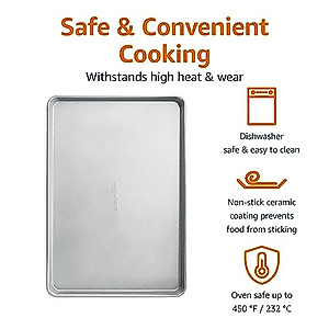 Amazon Basics Nonstick Baking Sheet & Cooling Rack Set, Half Sheet Size - 1 Pack, Gray