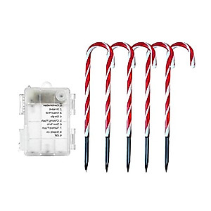 fengchensety Led Christmas Candy Cane Lights Set Solar Panel or Battery Powered Stake Light for Home Garden Passage Courtyard Decoration Outdoor Lawn Lamp Christmas Candy Cane Light