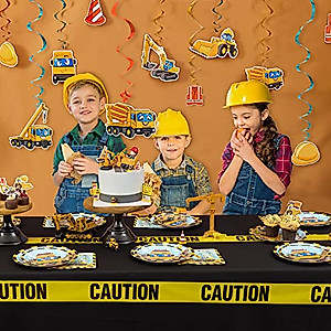 Construction Hanging Swirls - 24 PCS Construction Party Decorations for Boys Birthday Party Supplies Dump Truck Hanging Decor Ceiling Streamers