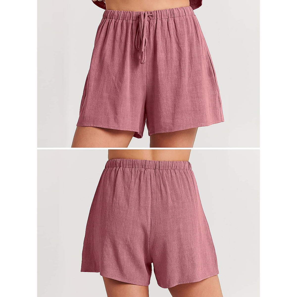 ANRABESS Women’s Summer 2PC Outfits Shorts Sets Sleeveless Crop Top Romper Lounge Matching Set Workout Tracksuit Set Beach Vacation Boho Clothes 806shenfen-L, Pink