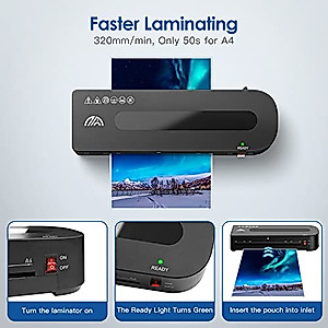 Laminator Machine 9-Inch Lamination with Laminating Sheets 5 in1 Thermal Laminater Personal Portable Laminate for Office Home School Quick Heating
